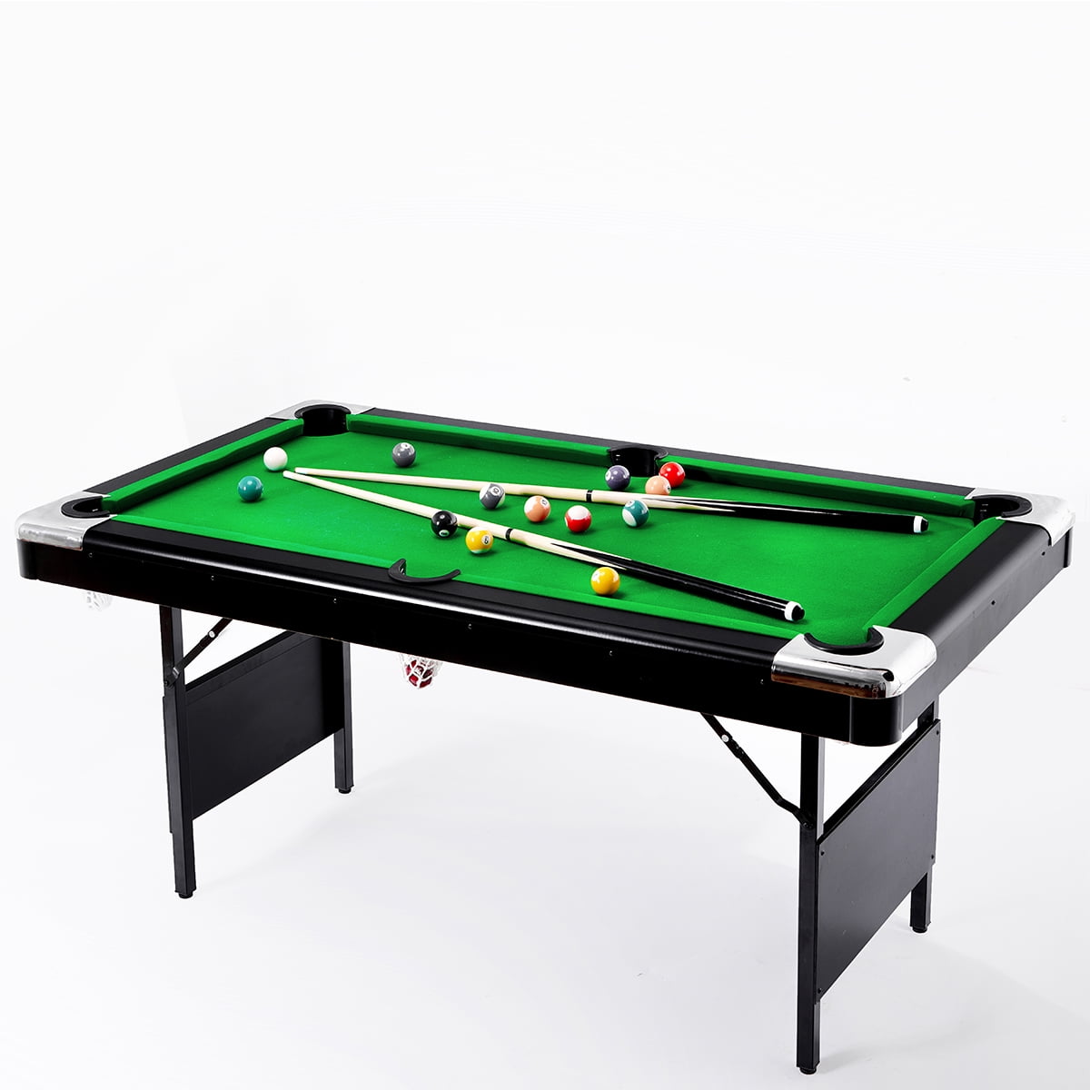 6.3 ft Folding Billiard Pool Table for Adults & Kids, Foldable Billiard ...