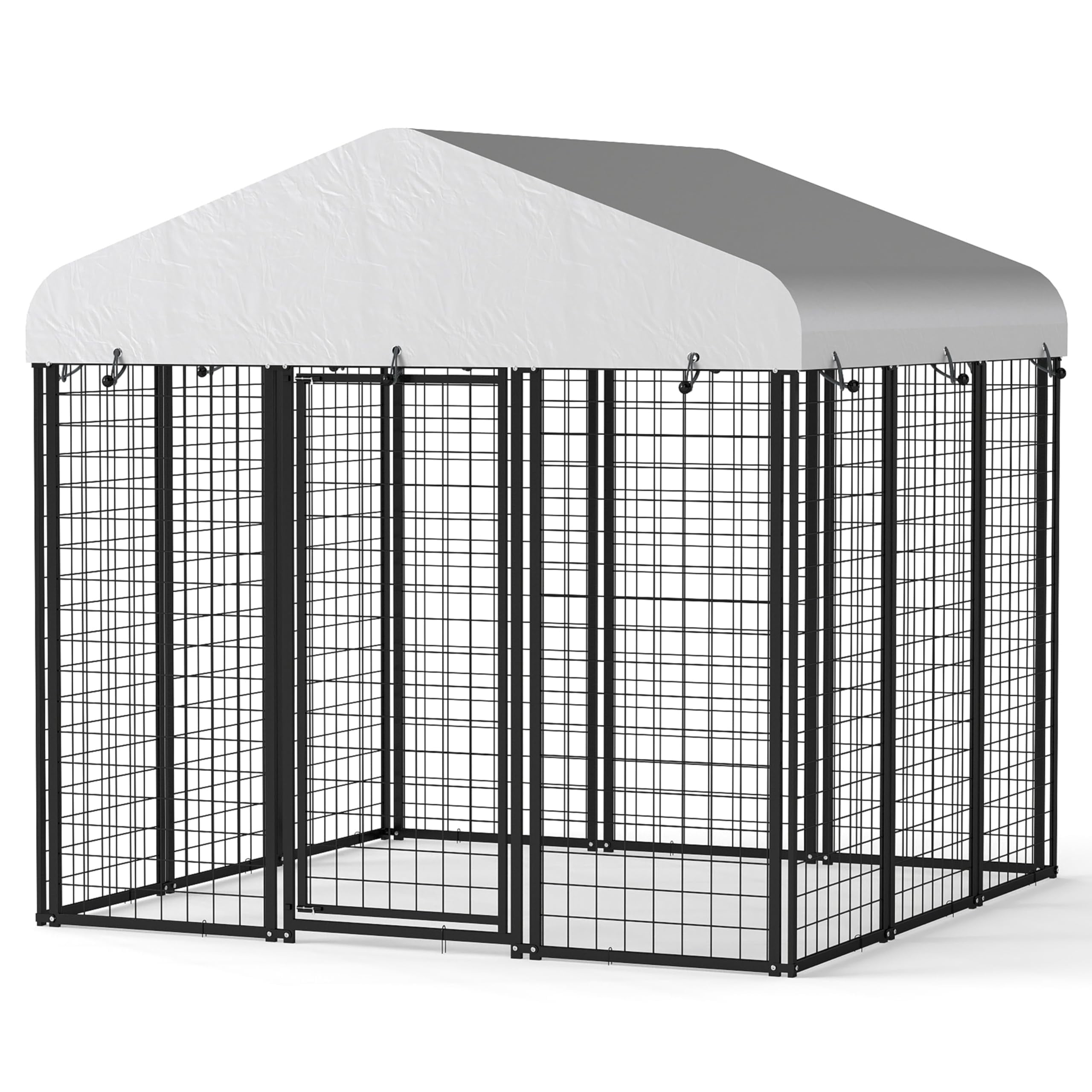 TIME RAY 6.3'x6.1' Outdoor Dog Kennel with Anti-Rust Galvanized Welded ...