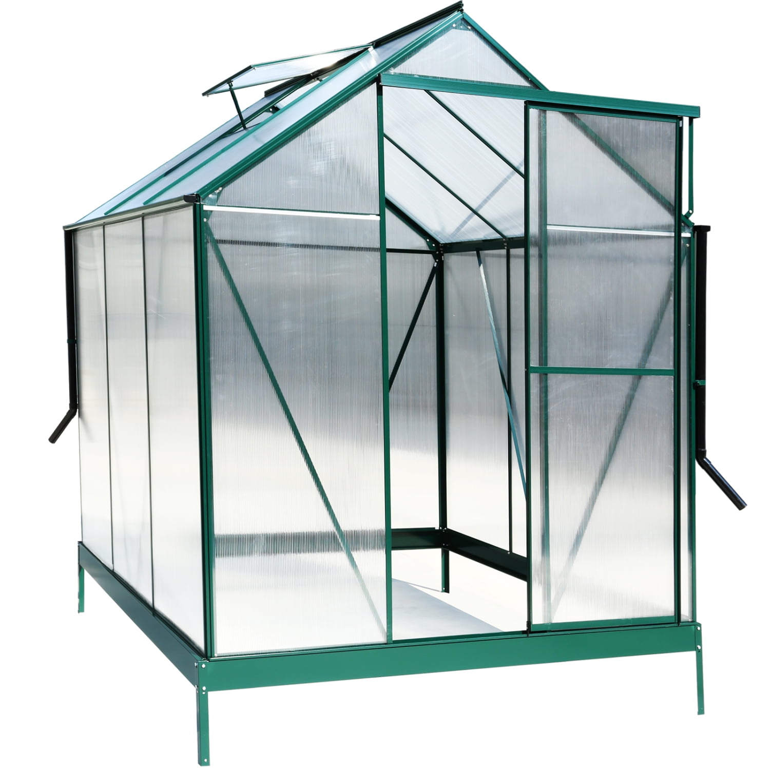 6.3‘x6.2‘x7‘ Polycarbonate Greenhouse Kit Heavy Duty Aluminum Walk-In ...