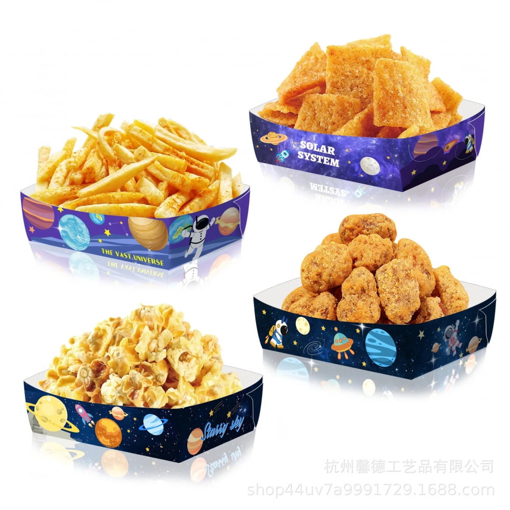 6-30pcs Solid Color Paper Boat Shaped Food Serving Tray Red Blue Pink ...