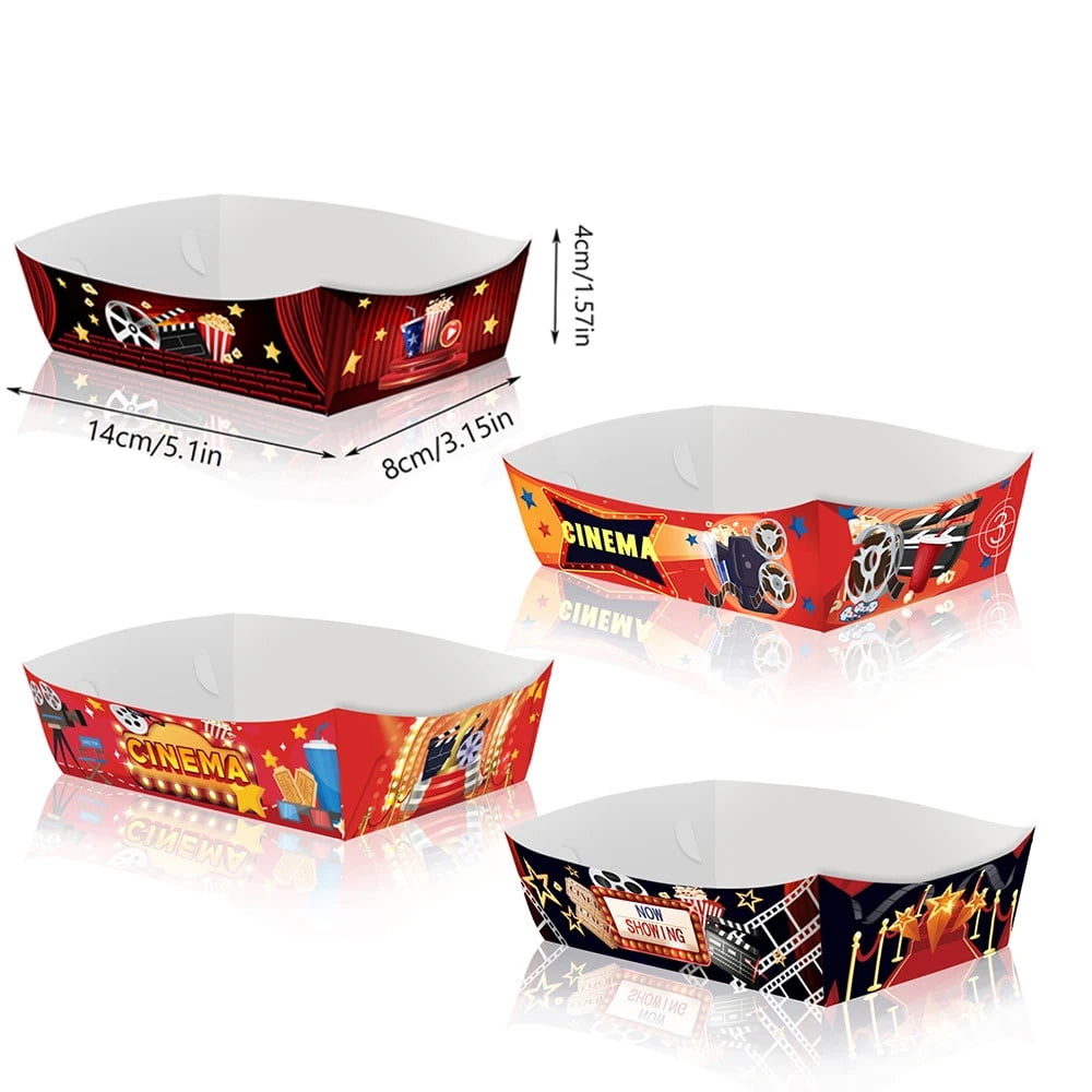 6-30pcs Solid Color Paper Boat Shaped Food Serving Tray Red Blue Pink ...