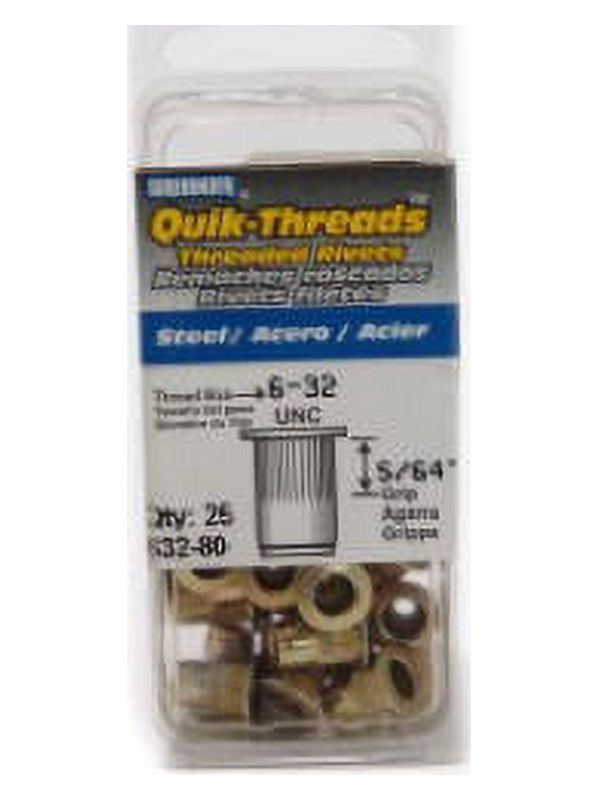 6-32 Steel Threaded Insert 080 Grip For Threaded Insert Tool, Each ...