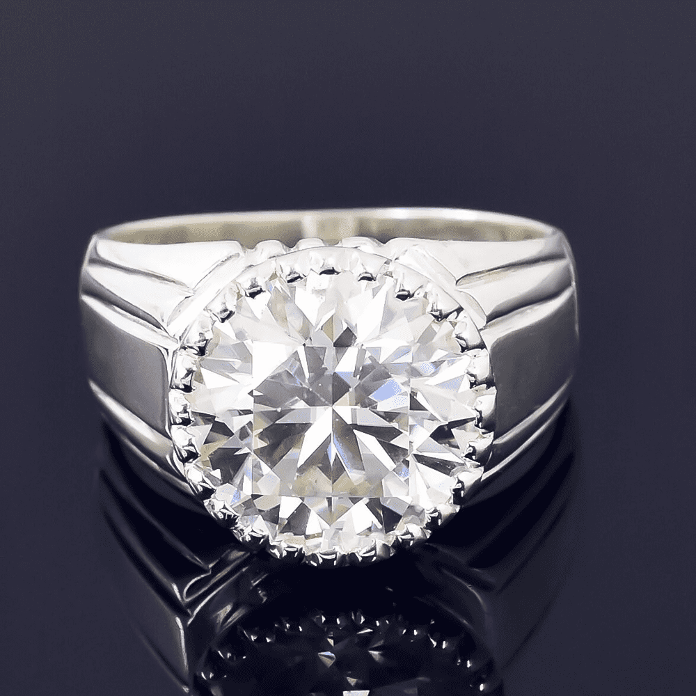 6.35 Ct White Moissanite Round Solitaire Ring - 925 Sterling Silver ...
