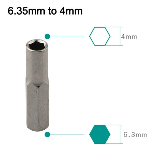 6.35Mm To 4Mm Hex Transducer Adapter Socket Magnetic For Screwdriver ...