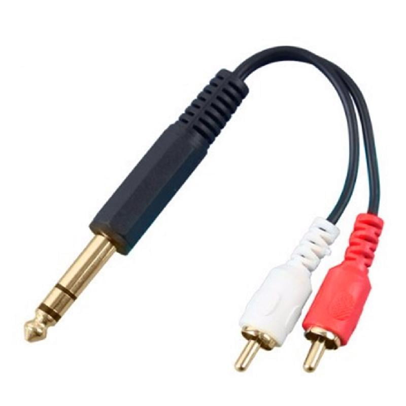 6.35mm 1/4" Male Stereo-TRS Jack to 2 Phono-RCA Y-splitter Male Aux ...