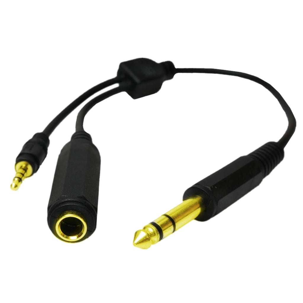 6.35mm 1/4" Mono Jack Splitter Cable Adapter Plug to 3.5mm+6.35mm ...