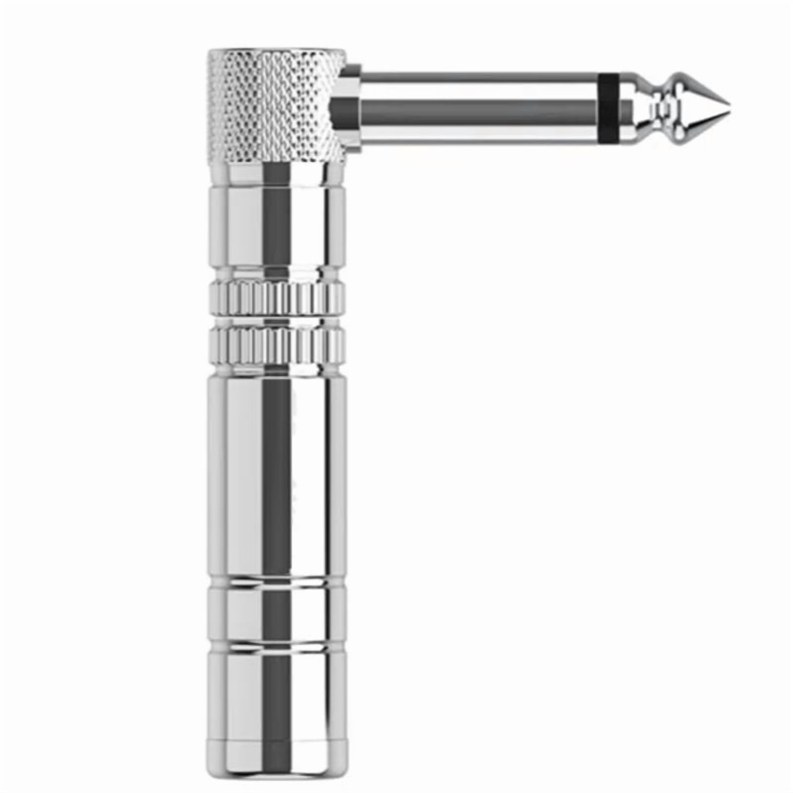 6.35mm 90°Mono Metal Bend Plug Electric Guitar Microphone Connection ...