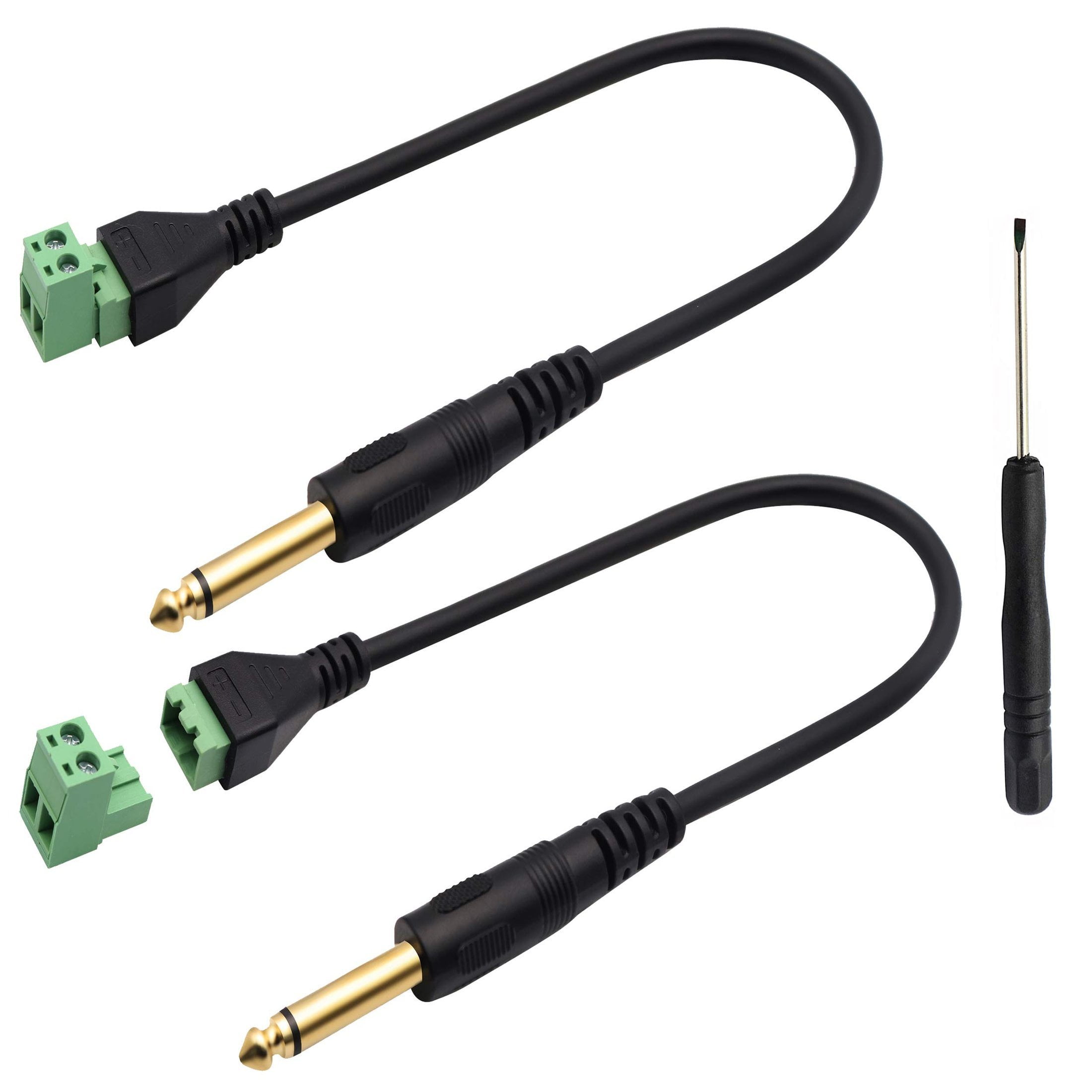 6.35mm Audio Mono Male to 2-Pole Female Screw Terminal Adapter Cable ...