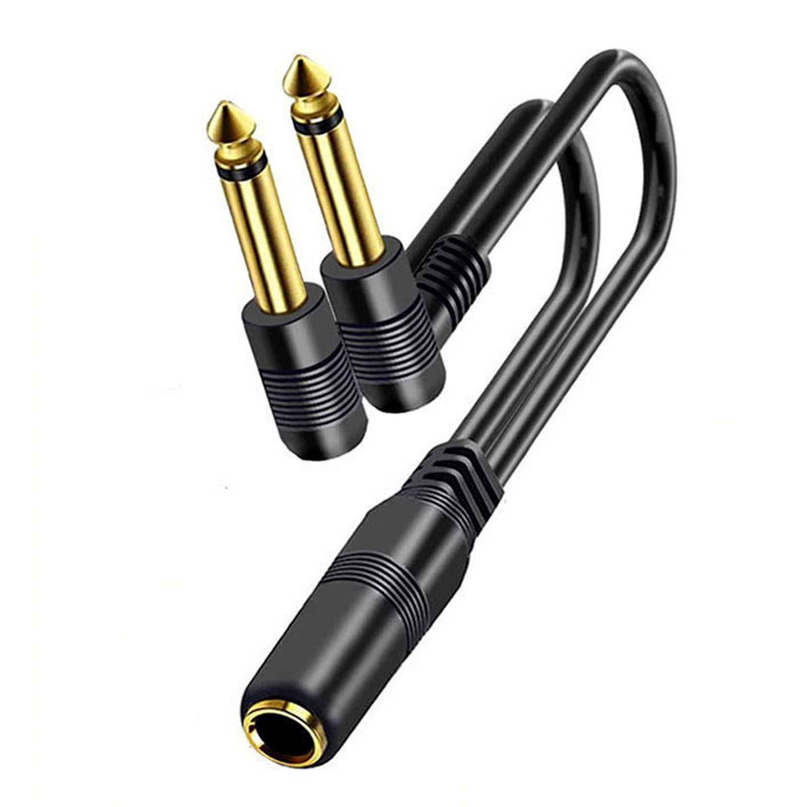 6.35mm Female To 2 Male Plugs Music Cable Y Splitter Cable Gold Coated ...