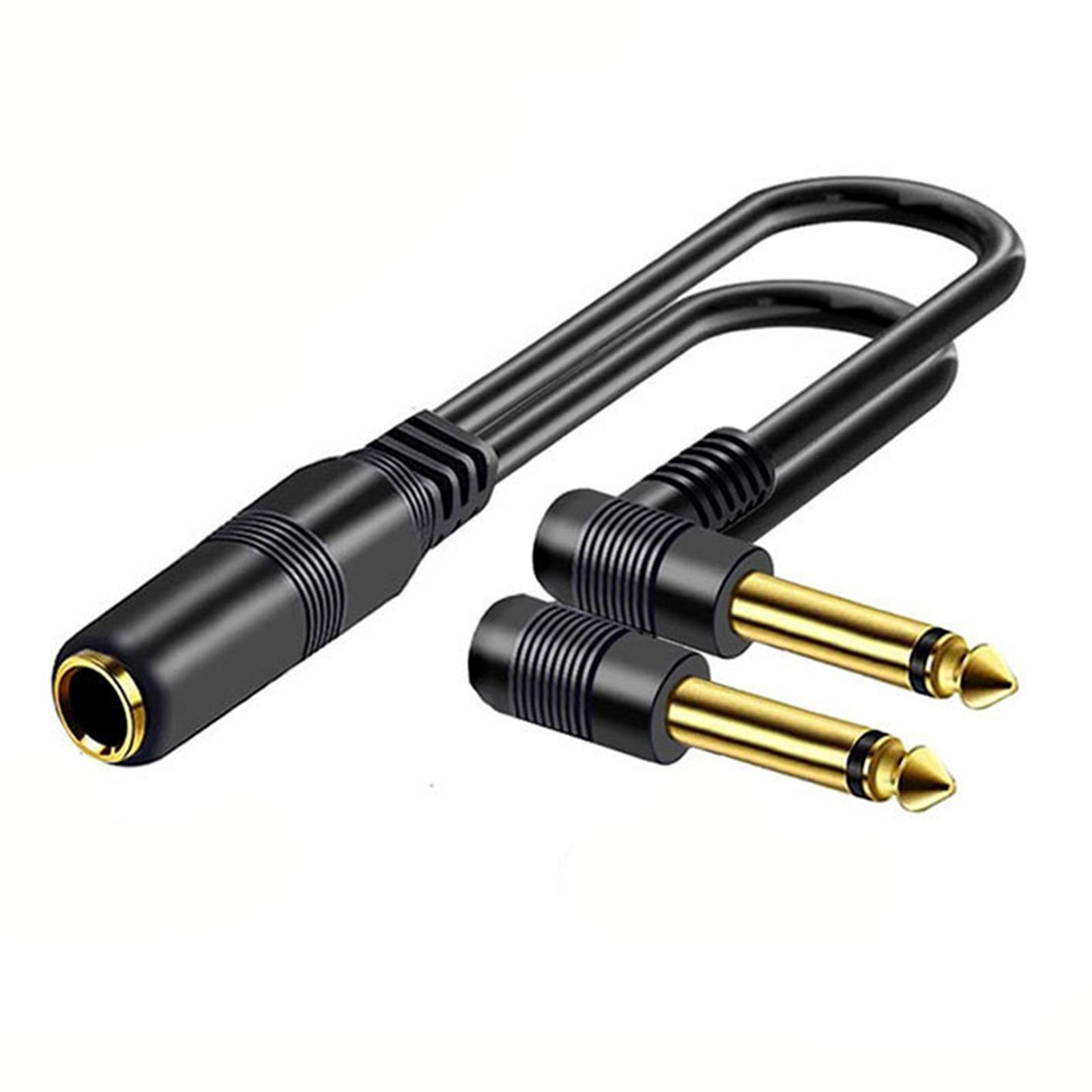 6.35mm Female To 2 Male Plugs Music Cable Y Splitter Cable Gold Coated ...