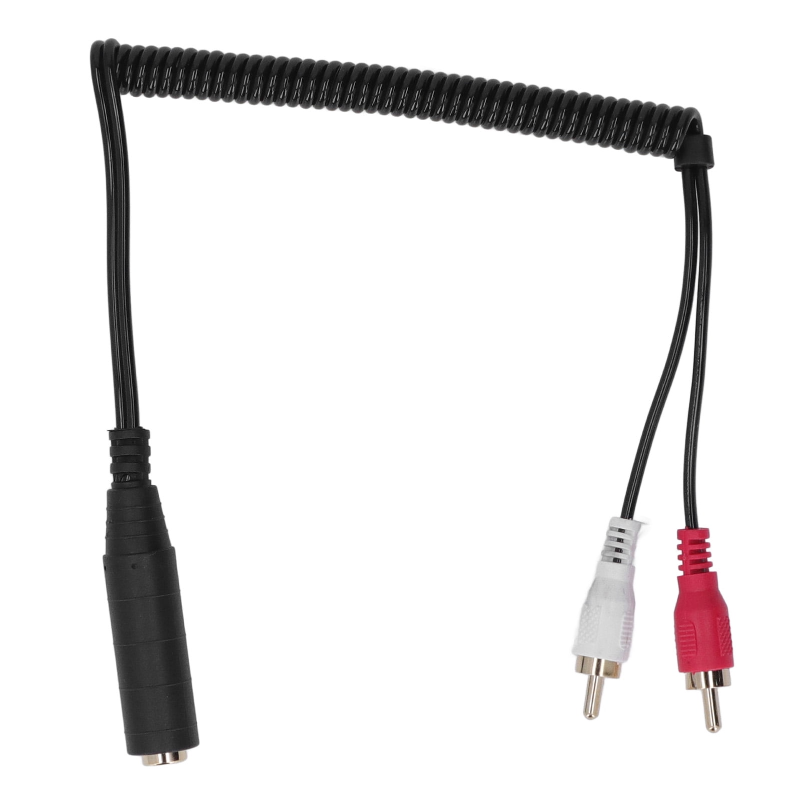 6.35mm Female to 2 RCA Male Coiled Cable Stereo Y Splitter Microphone ...