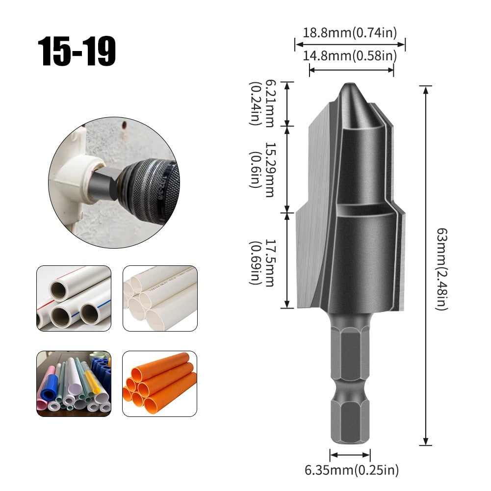 6.35mm Hexagonal Shank Alloy Drill Bit Water Pipe Expansion Drill Punch ...