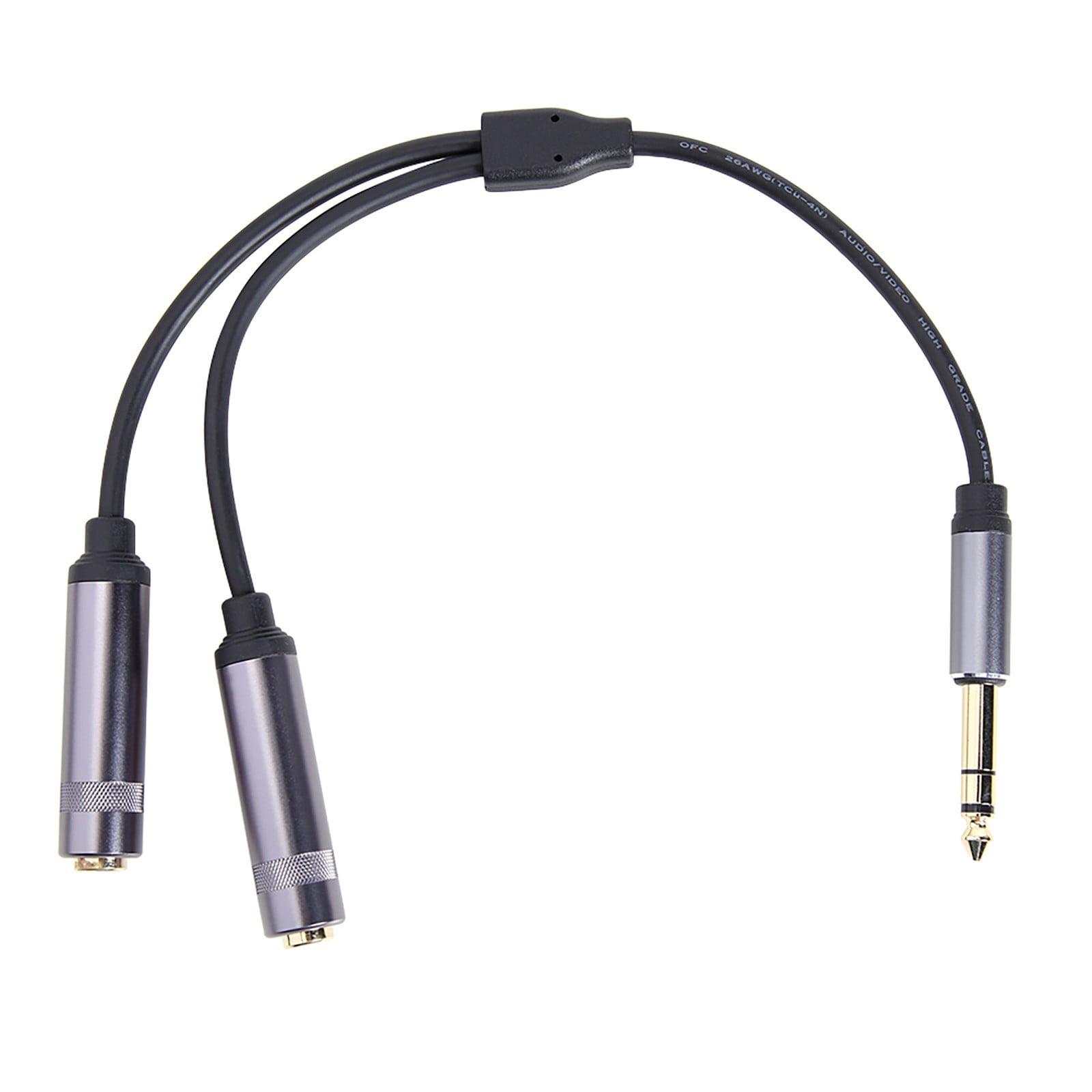 6.35mm Male To 2 X 6.35 Female Y Splitter Stereo Audio Adapter Speaker ...
