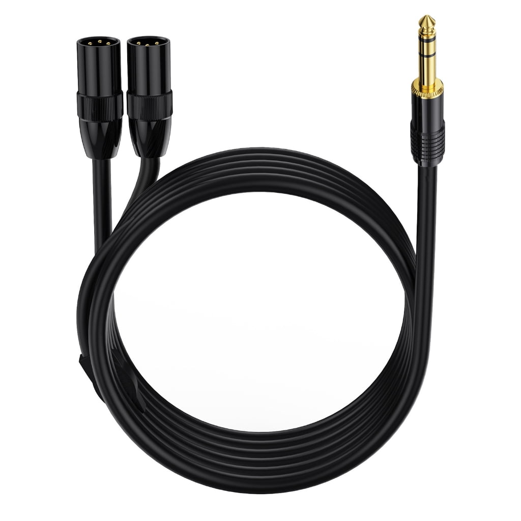 6.35mm Male Y Splitter Cable 1/4" TRS to Double 3Pin Male Connectors Cord - Walmart.com