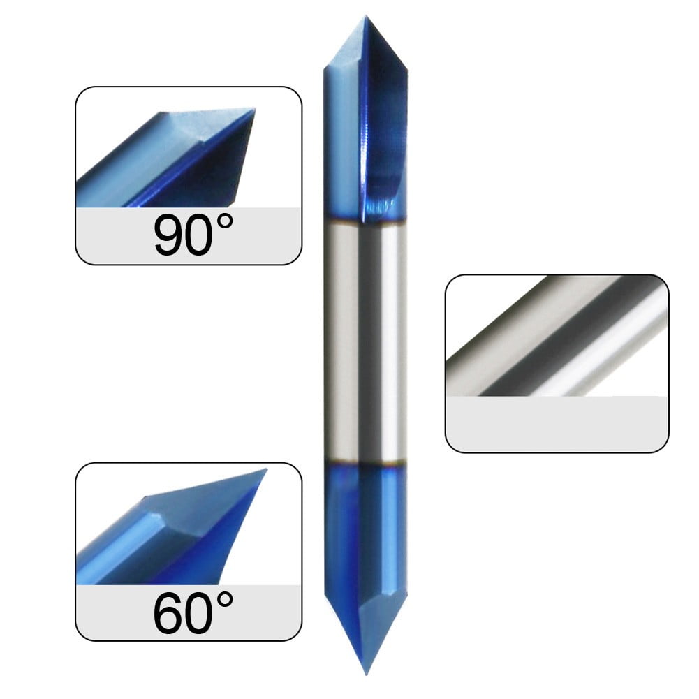 6.35mm Router Bit Double Head 60 ° 90 ° Slotting V-type Milling Cutter ...