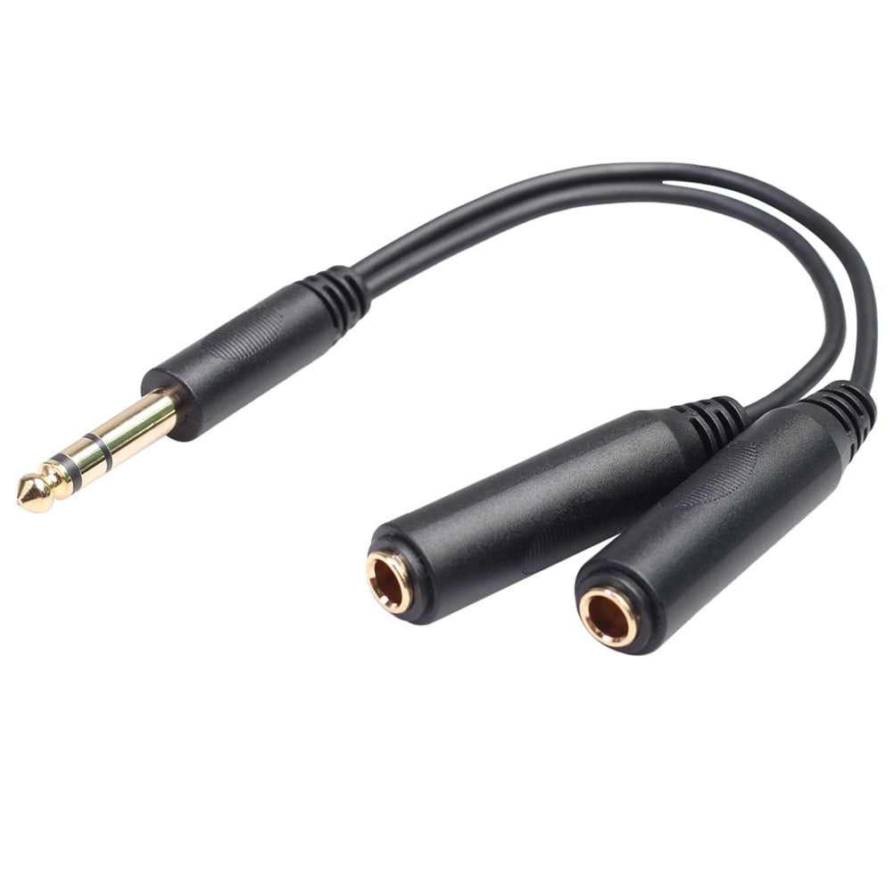 6.35mm Stereo Cable Headphone Earphone Audio Cable Micphone Y Splitter ...