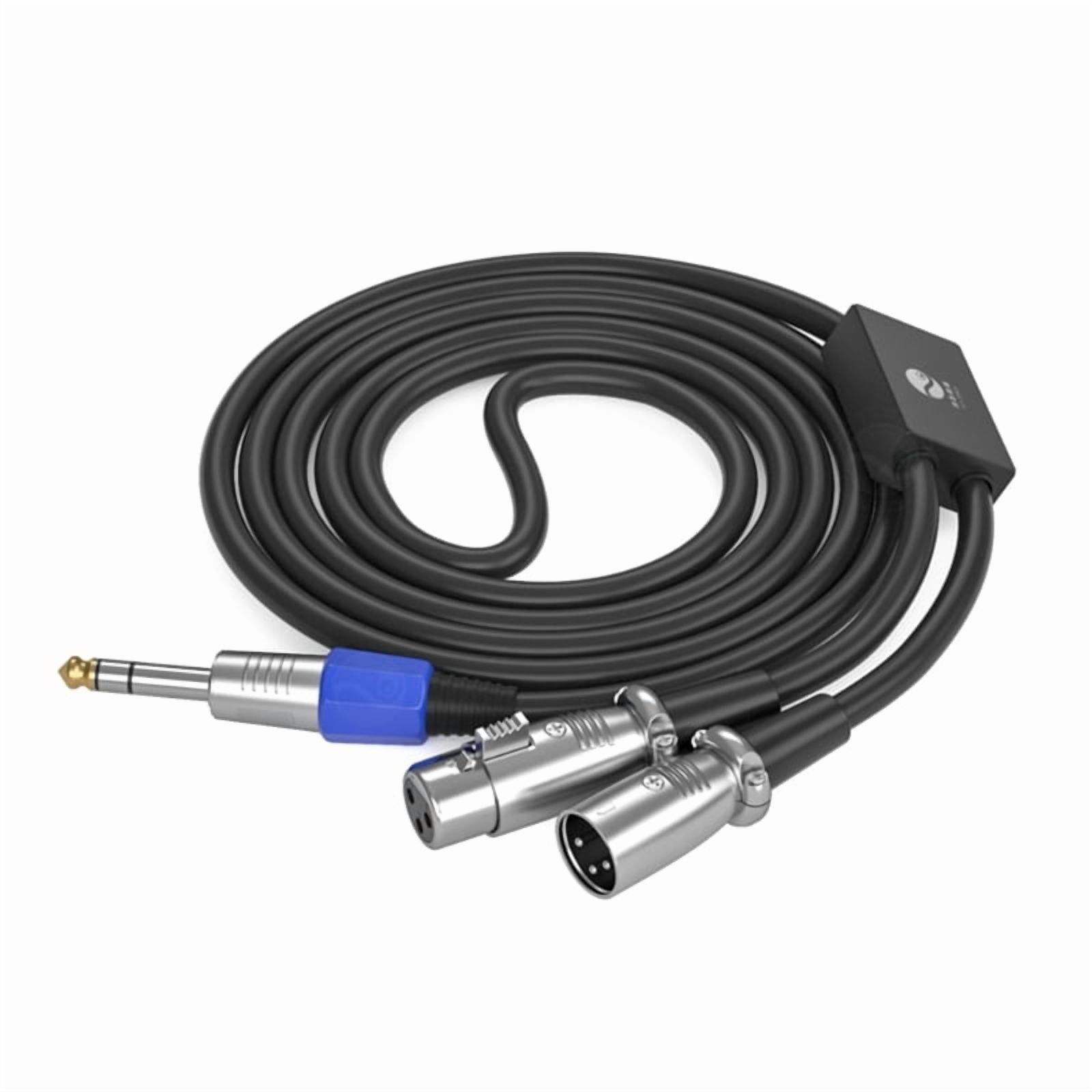 6.35mm TRS Male Jack Y Splitter Audio Cable 6.5mm to Dual XLR Male ...
