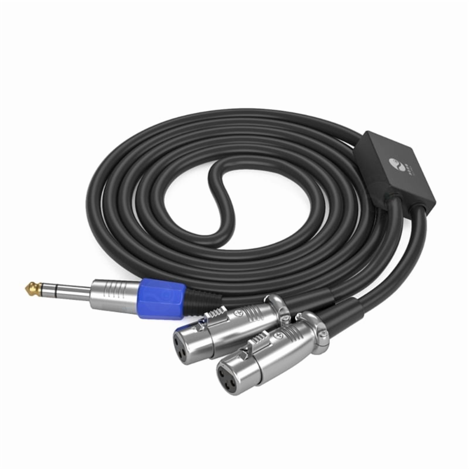 6.35mm TRS Male Jack Y Splitter Audio Cable 6.5mm to Dual XLR Male ...