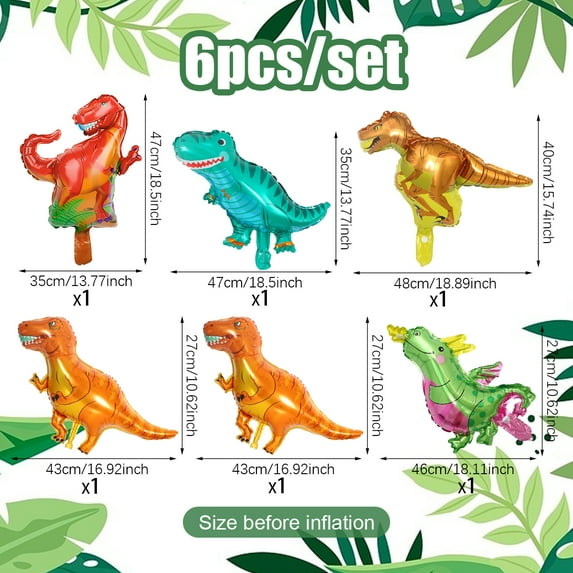 6/35pcs Mini Dinosaur Foil Balloon for Cute Dinosaur Birthday Party Decoration, Boys Jungle ...