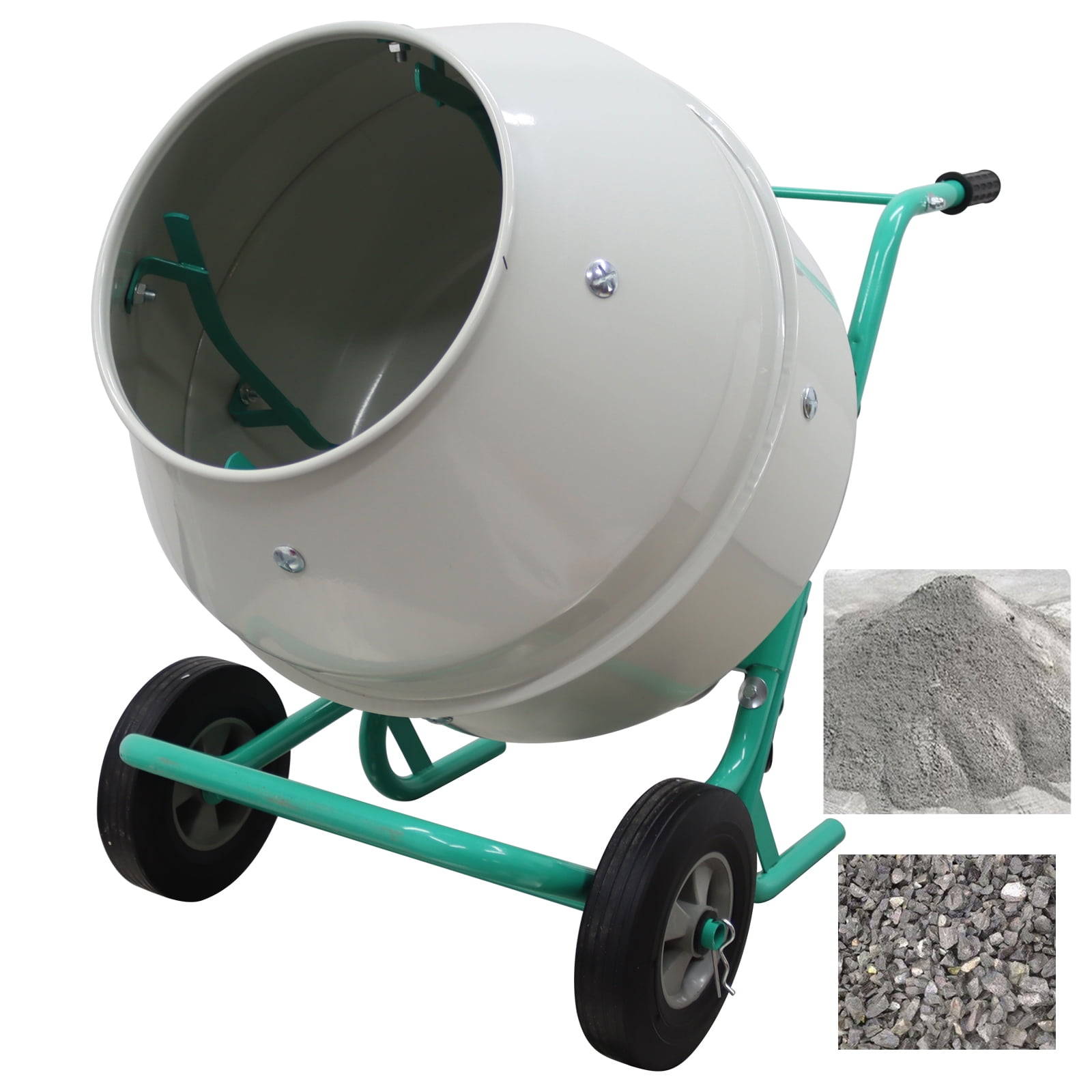 6.3Cu.Ft Concrete Cement Mortar Steel Drum Mixer Machine Hand-Propelled ...