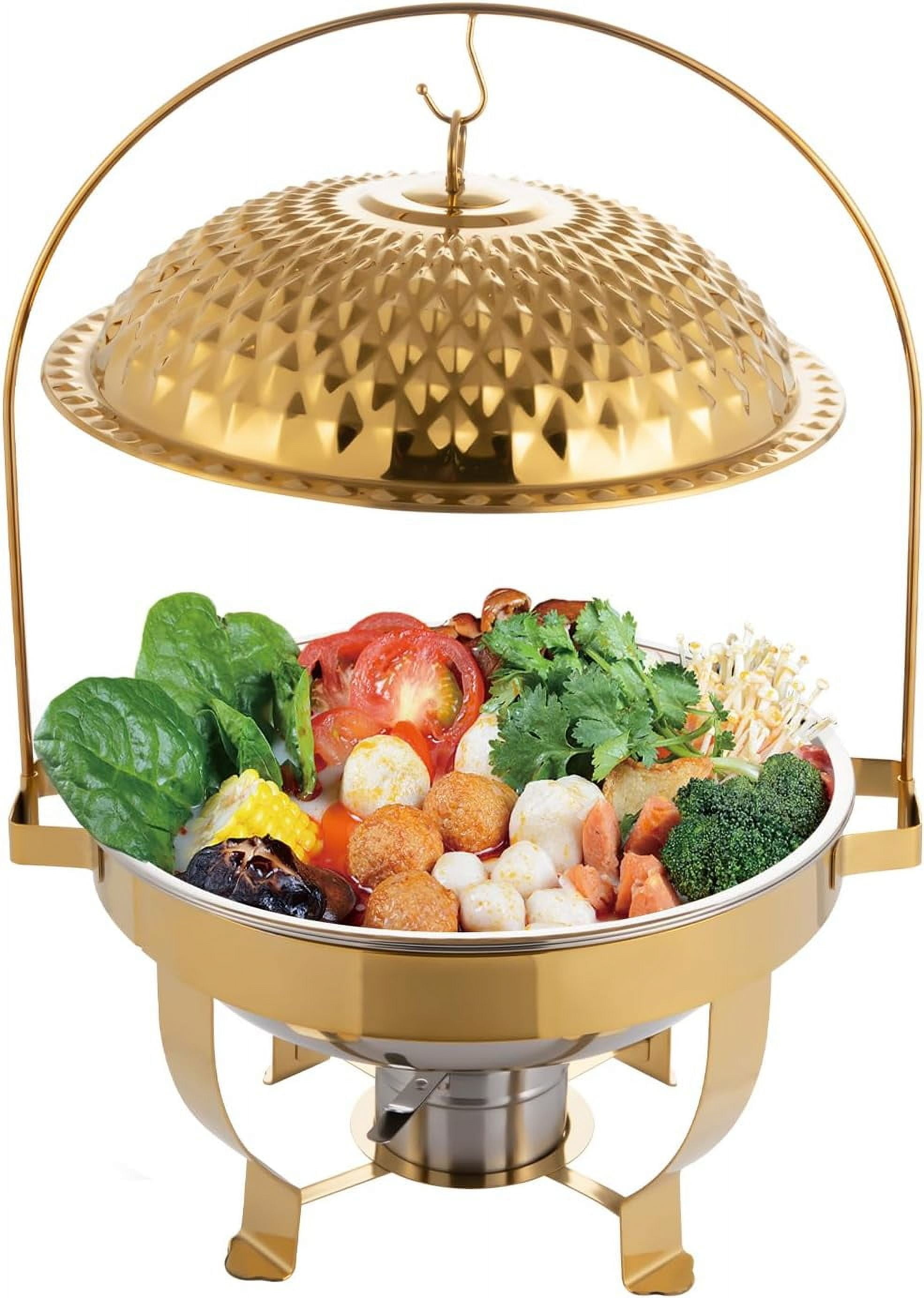 6.3QT Chafing Dish Buffet Set,Stainless Steel Hanging Lid Dining Stove ...