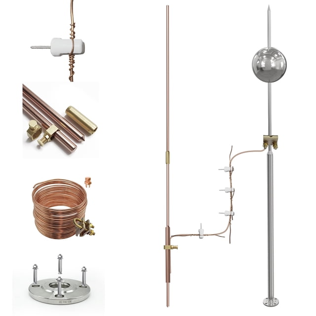 6.3ft Industrial Lightning Rod & Grounding Kit for House, Power Plants ...