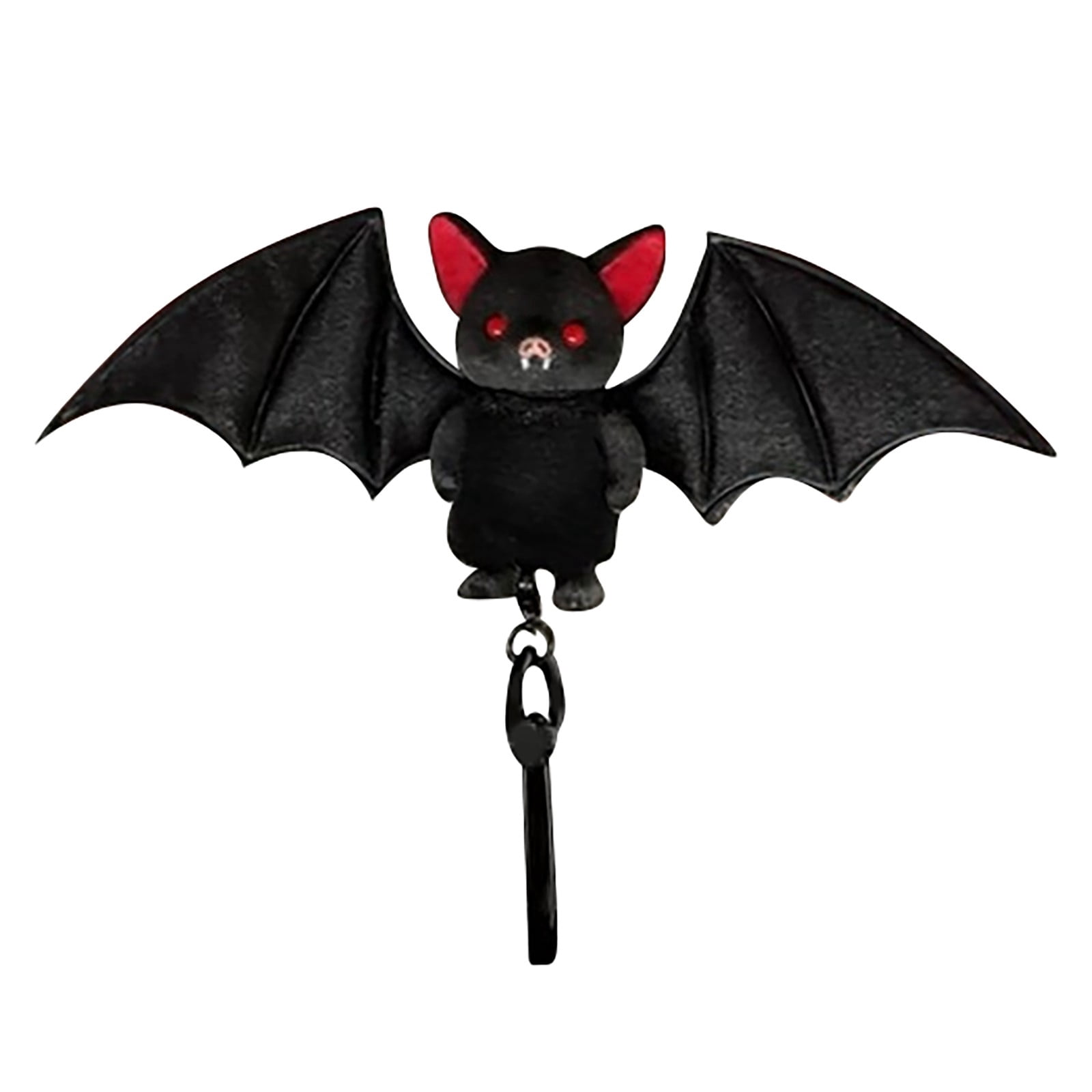 6.3in Bat Shaped Keychain Holder Plush Leather Metal Key Ring Gothic ...