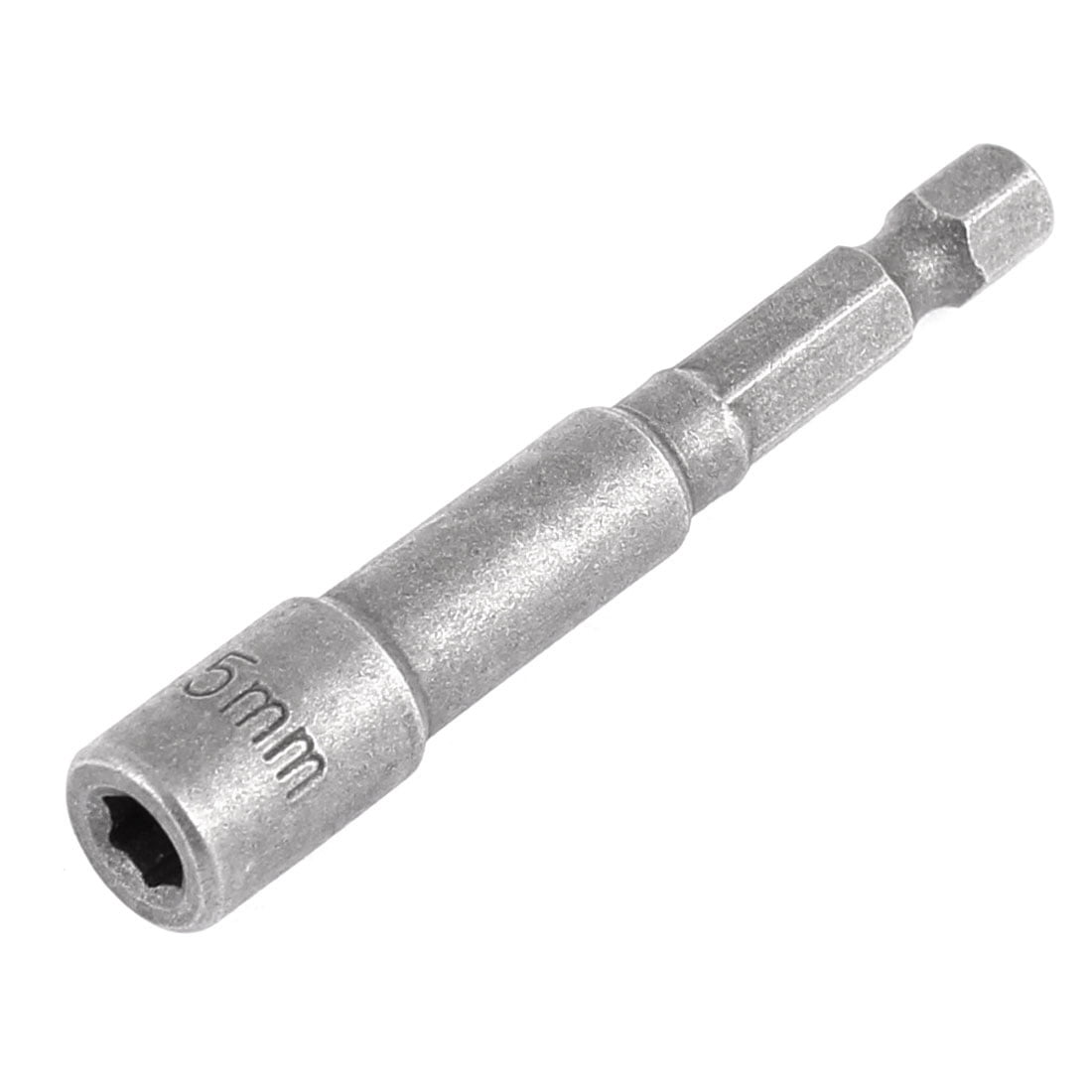 6.3mm Dia Hex Shank 5mm Magnetic Socket Nut Gray 65mm Long - Walmart.com