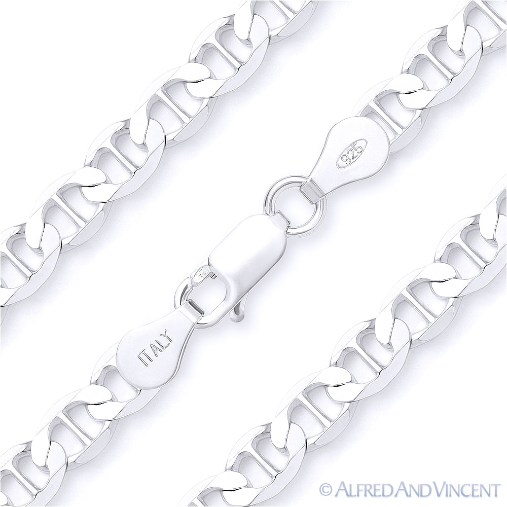 6.3mm Marina / Mariner Link Italian Chain Bracelet in Solid .925 ...