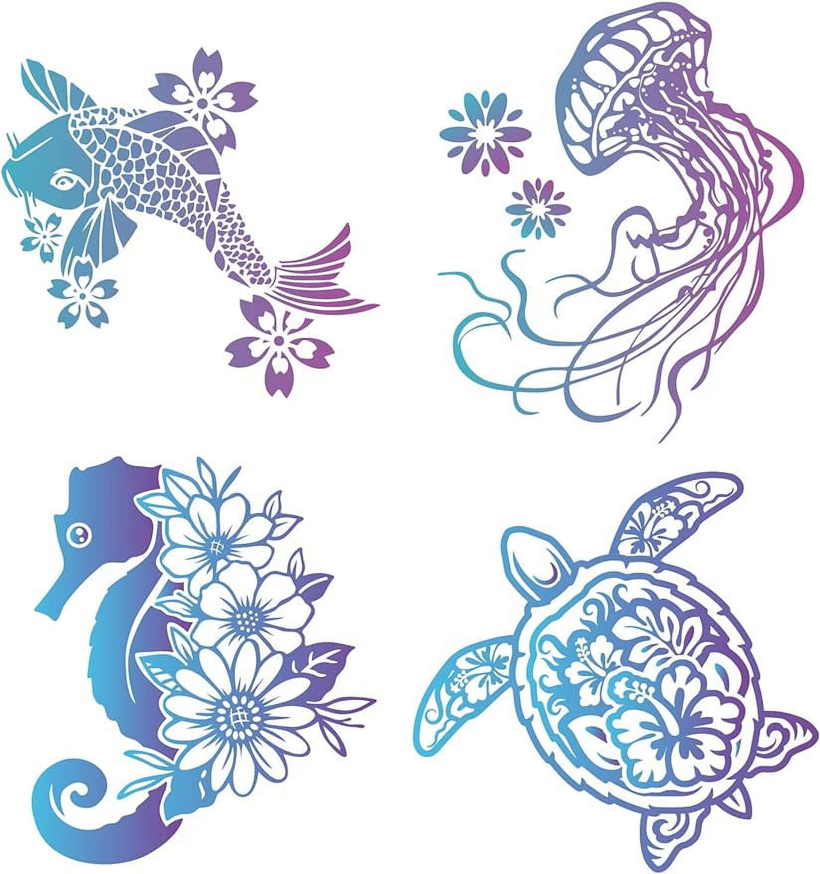 6.3x6.3 4 Styles Sea Animal Window Decals Safety Sliding Glass Door ...