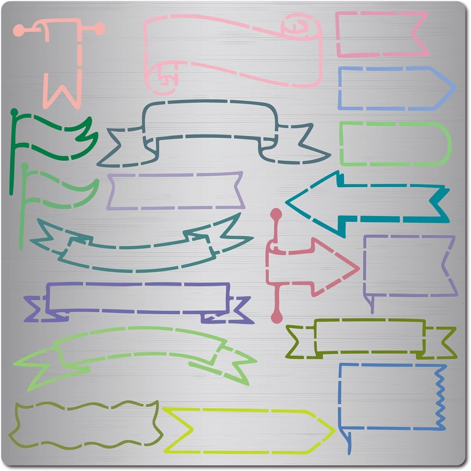 6.3x6.3 Inch Metal Journal Stencil Banner Flag Arrow Stainless Steel ...