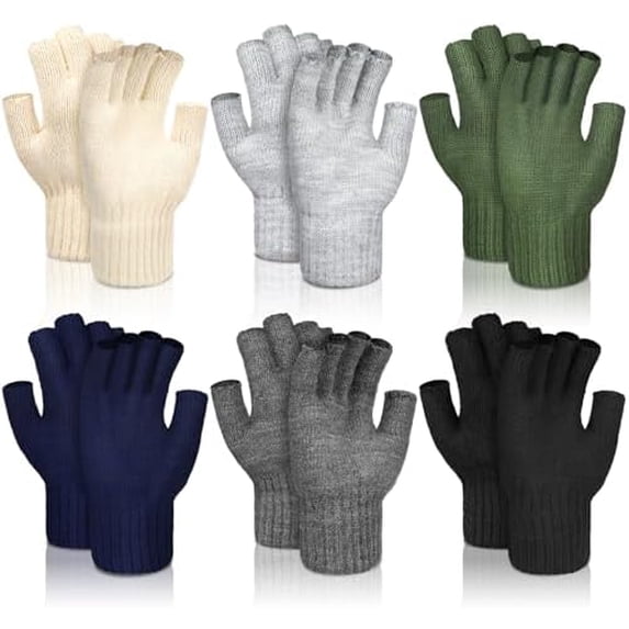 6/4/2 Pcs Alpaca Knit Fingerless Gloves for Men Women Half Finger ...