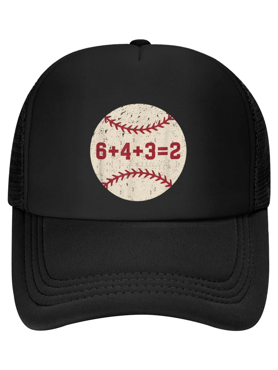 6+4+3=2 Baseball Double Play Retro Funny Baseball Player Baseball Cap ...