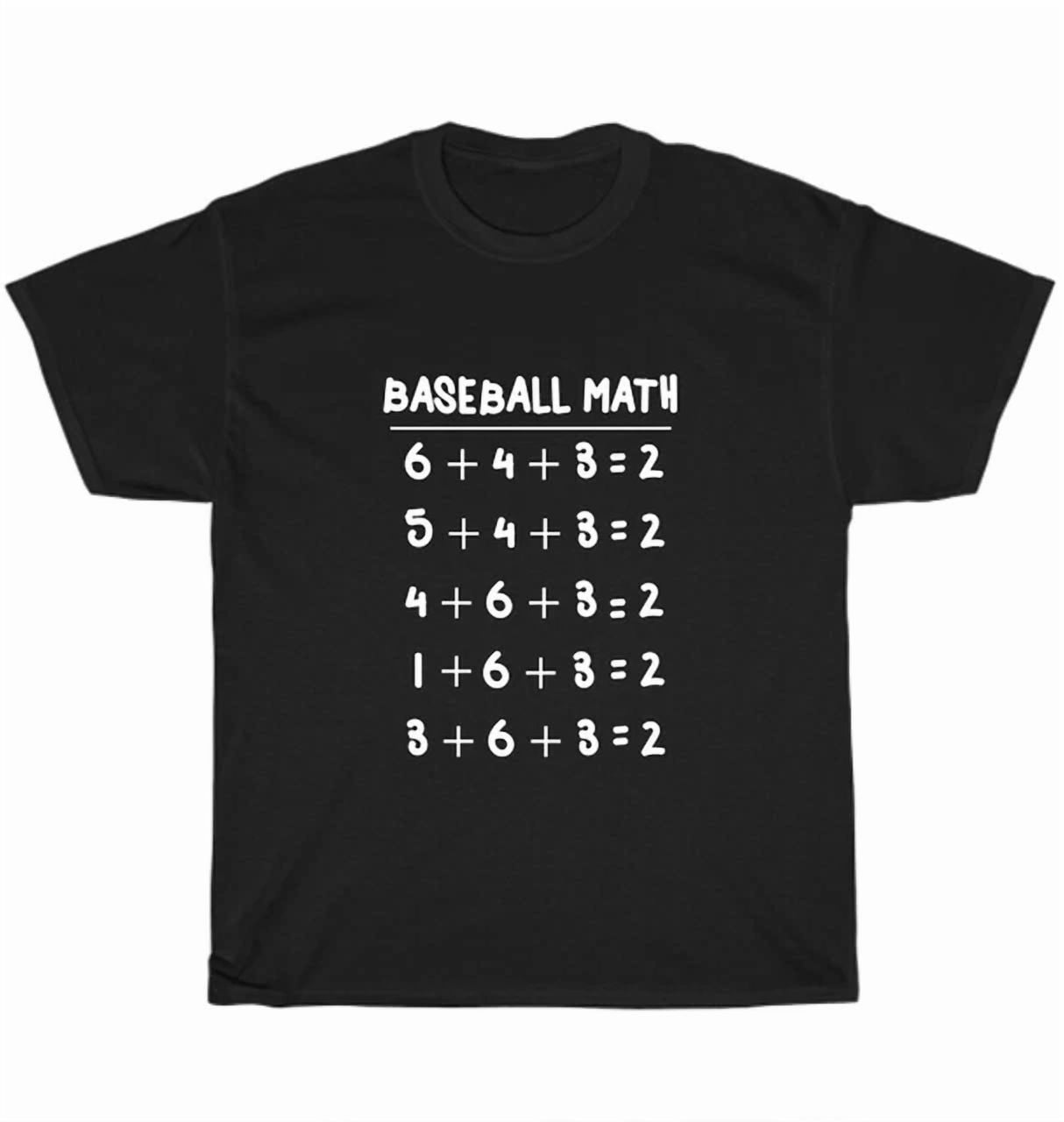 6+4+3=2 Baseball Math T-Shirt Double Play 6432 Tee Men's Shirt S-5XL ...
