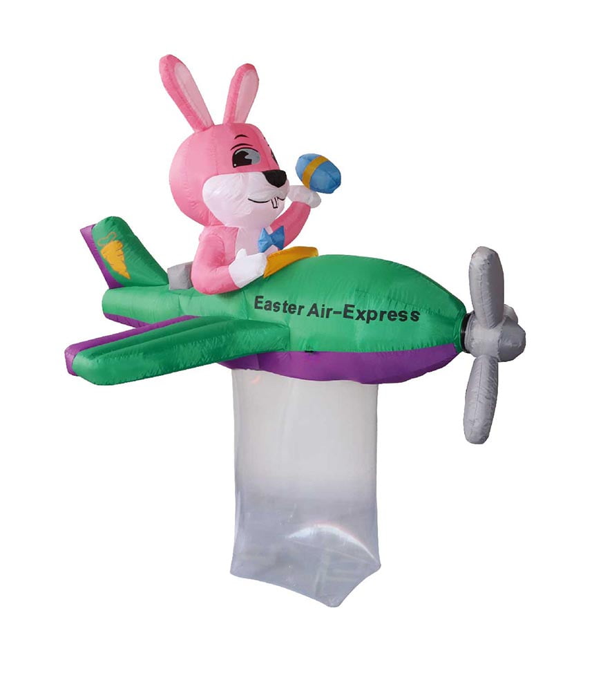 6' 4" Air Blown Inflatable Animated Easter Bunny Air Express Plane Yard ...