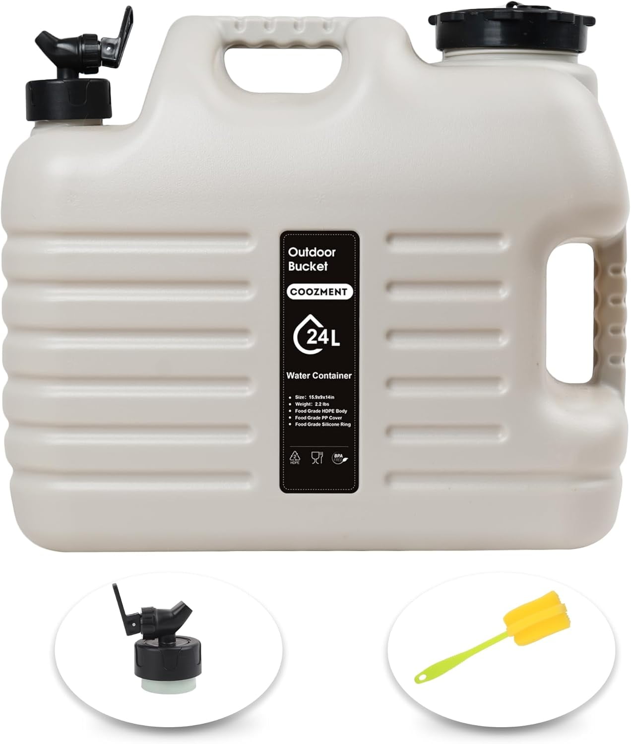 6.4 Gallon(24L) Portable Water Containers with Spigot, BPA Free Water ...