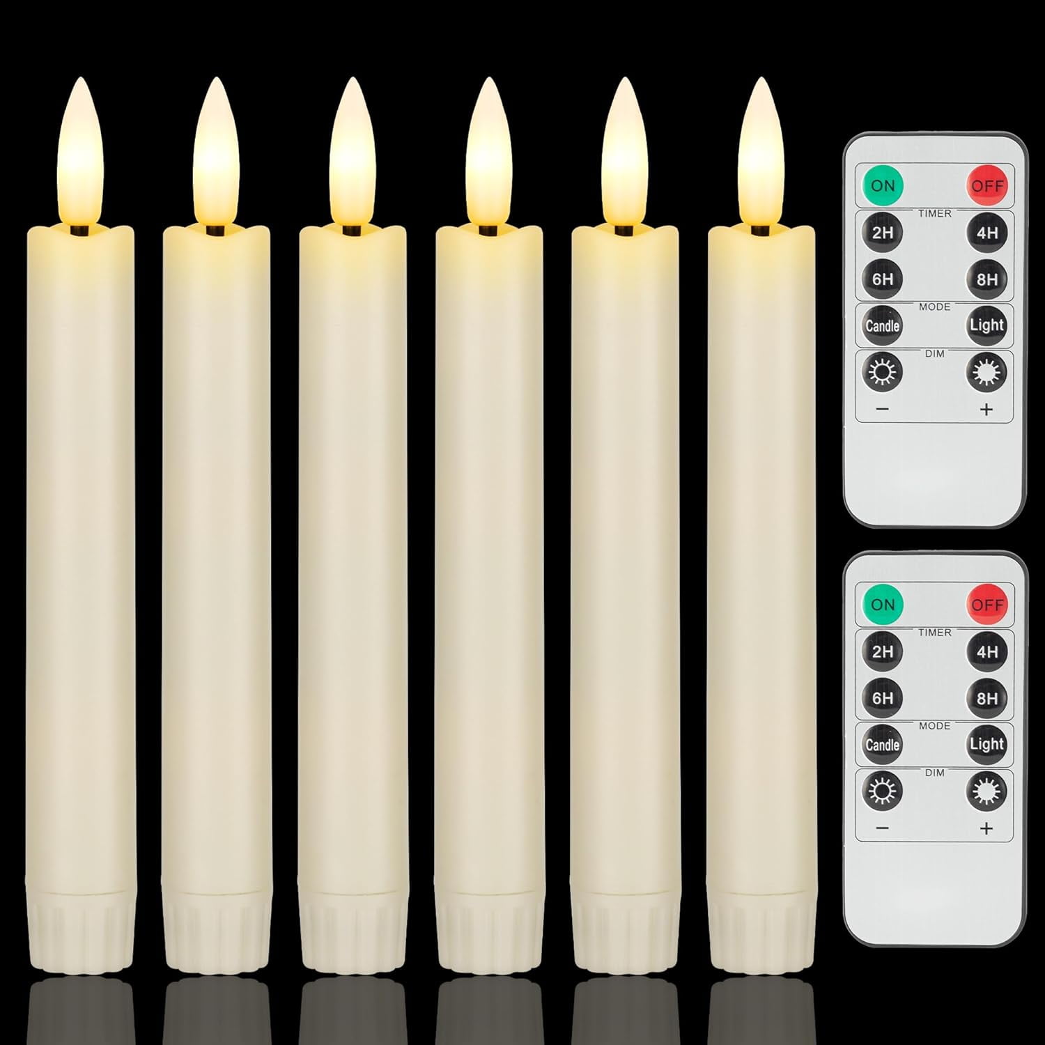 6.4 Inch Flameless Taper Candles with Remote, Short Flickering Battery ...