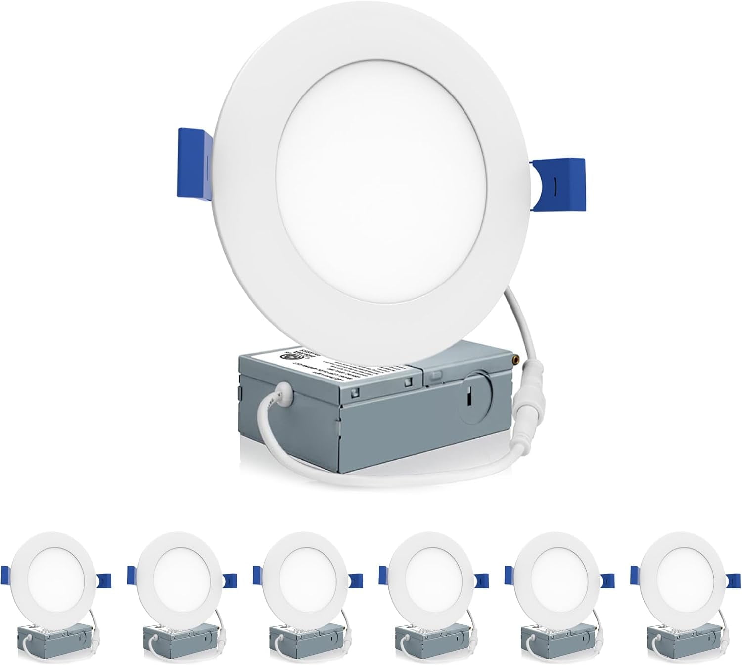 6 4 Inch Recessed Ceiling Light with Junction Box, 5000K Daylight, 9W=75W 750LM, Dimmable ...