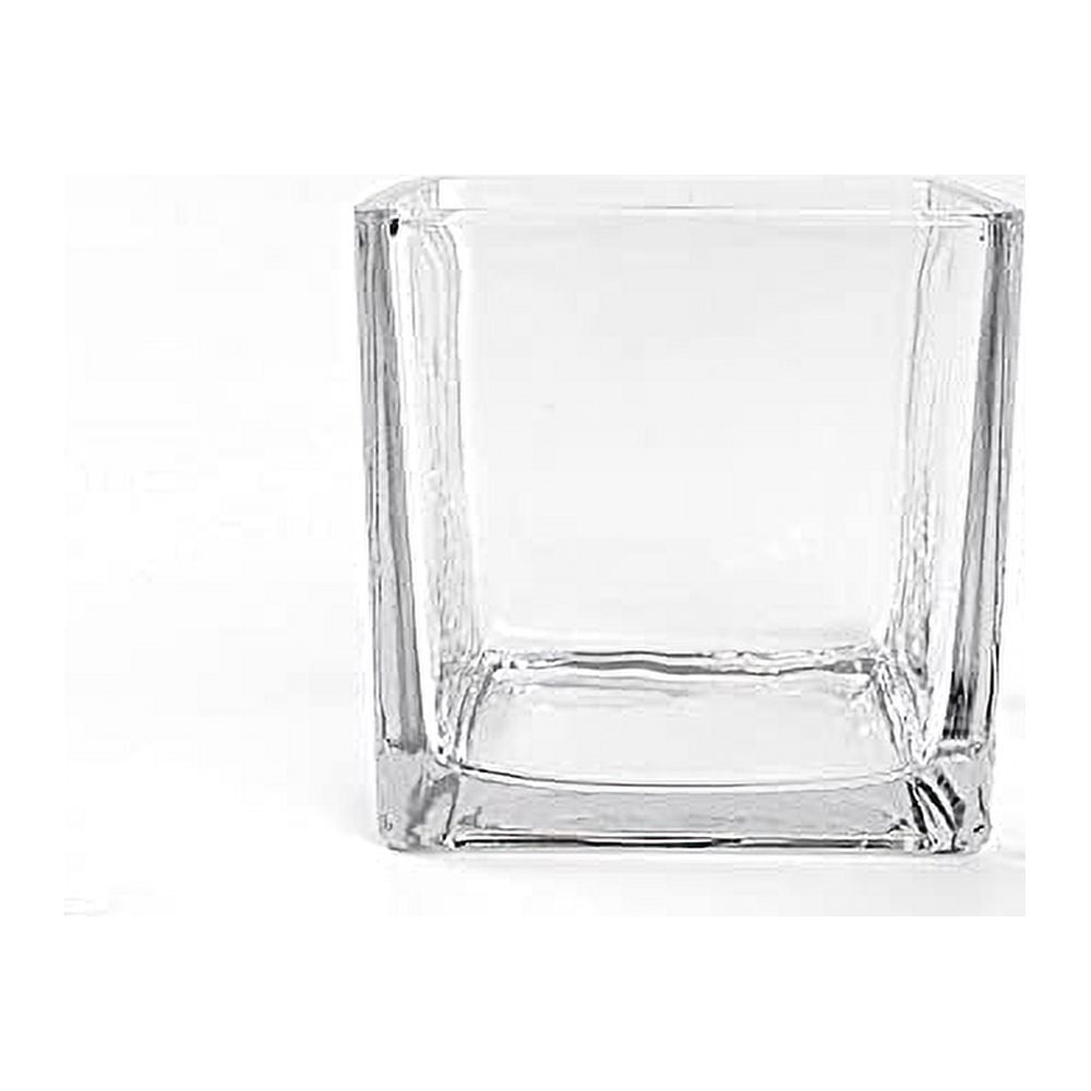 6 4" Tall Clear Glass Cube Vases for Wedding Party Flowers Centerpieces ...