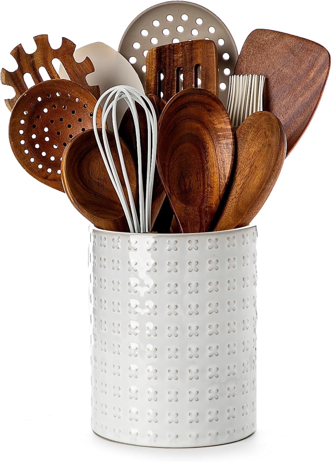 6.4'' Utensil Holder - Ceramic Utensil Holder for Kitchen Counter ...