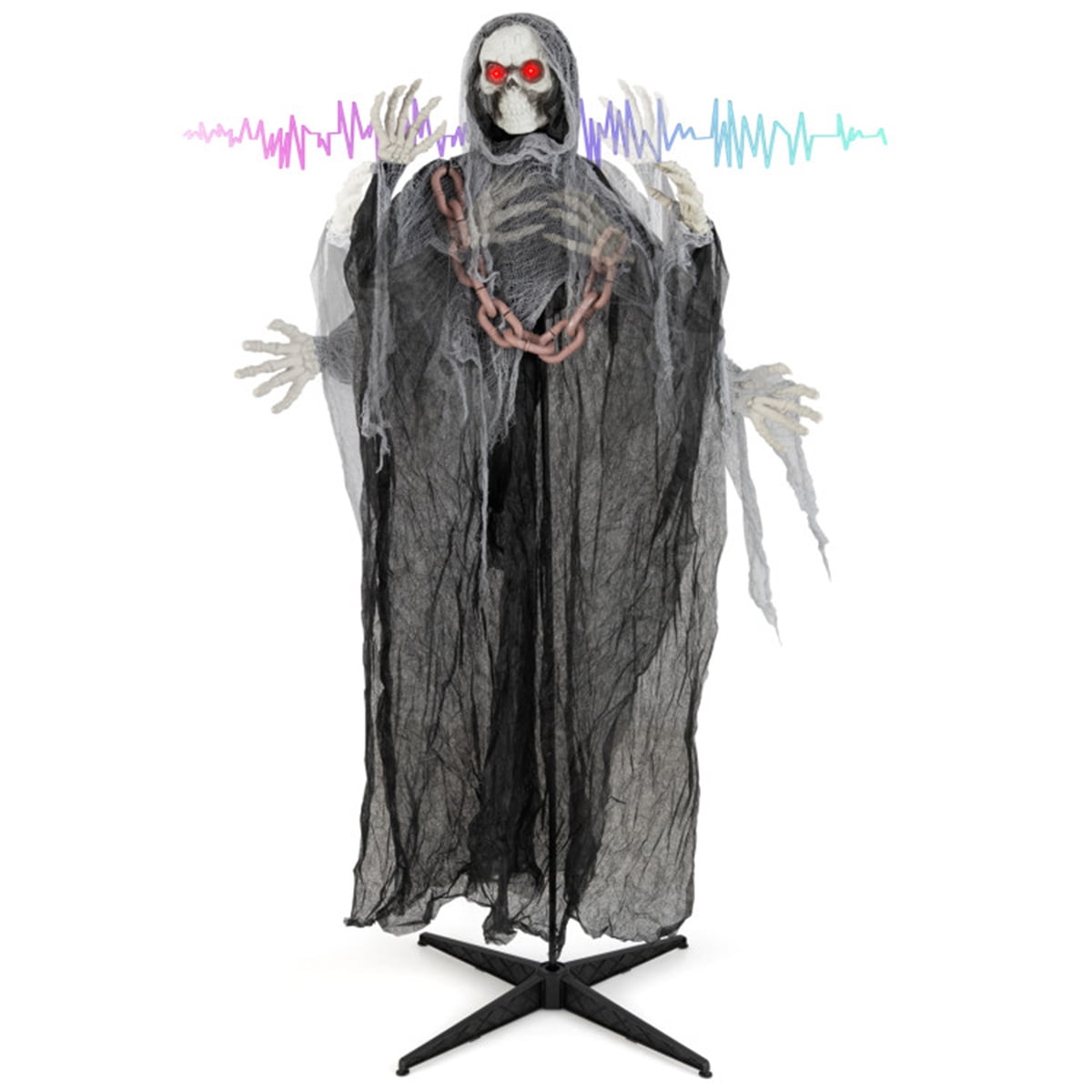 6.4 ft Animated Halloween Grim Reaper with Moving Arms, Perfect for ...