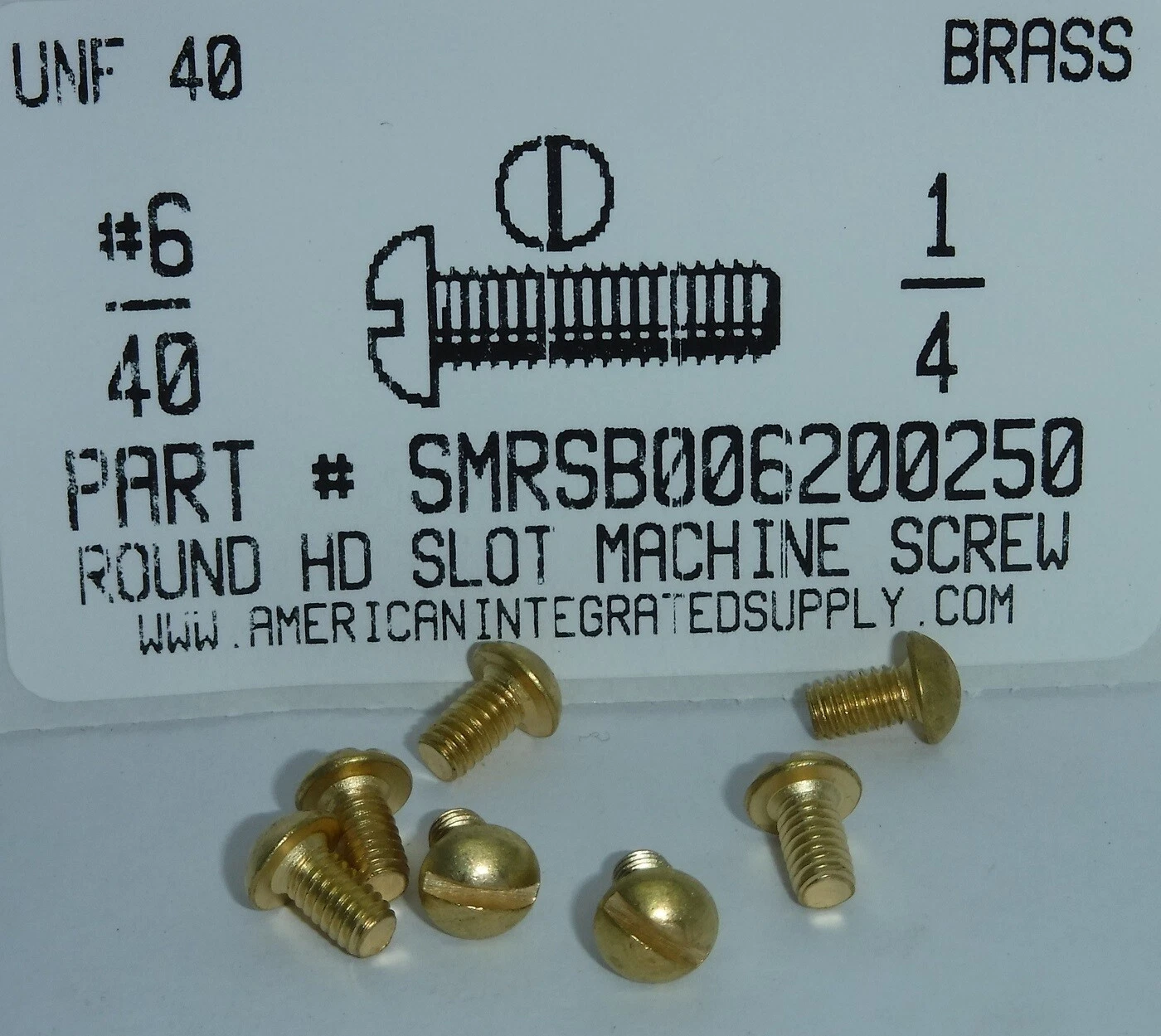 #6-40X1/4 Round Head Slotted Machine Screws Solid Brass (10) - Walmart.com