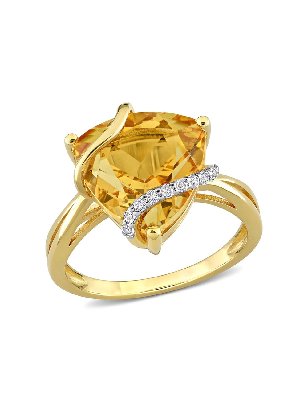 6.48 Carat (Ctw) Trillian Citrine Ring in Yellow Plated Sterling Silver ...