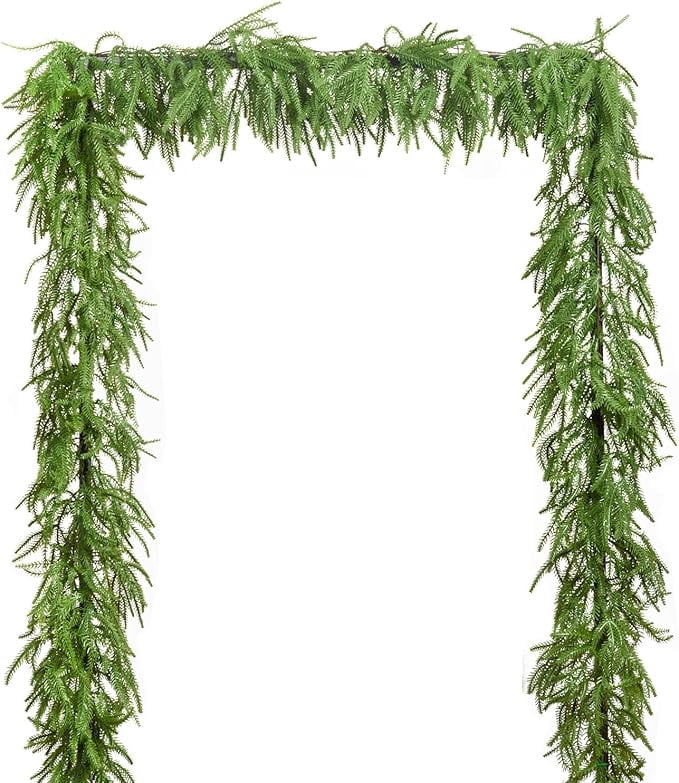 6.4FT Christmas Norfolk Pine Garlands Real Touch Pine Artificial ...
