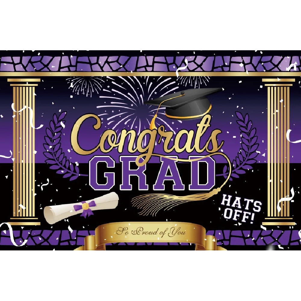 6*4FT Class of 2025 Graduation Backdrop Banner Gold Blue Bachelor Cap Glitter Balloon Decoration ...