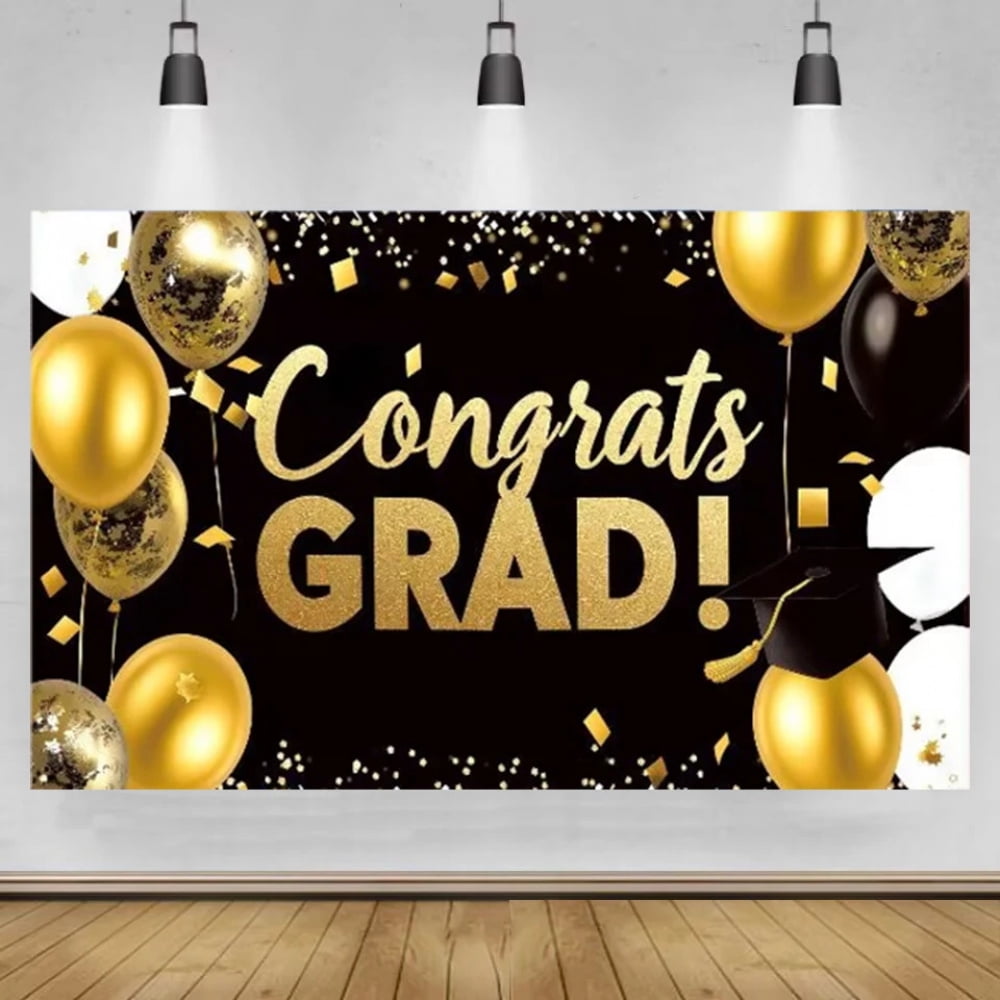 6*4FT Graduation Season Photography Background Banner Gold Blue ...