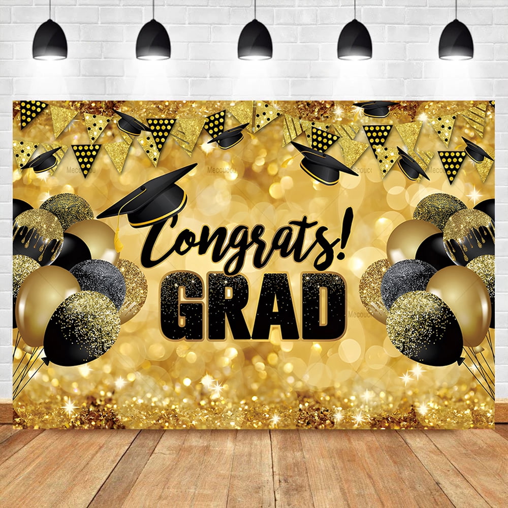 6*4FT Graduation Season Photography Background Banner Gold Blue ...