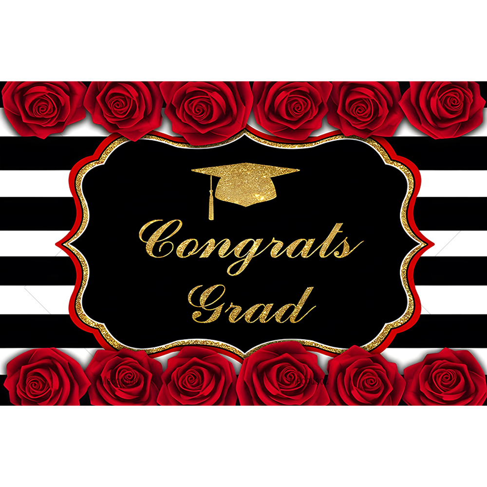 6*4FT Graduation Season Photography Background Banner Gold Blue ...