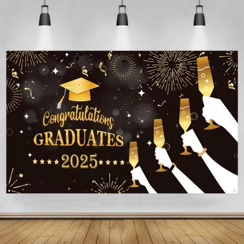 6*4FT Graduation Season Photography Background Banner Gold Blue ...
