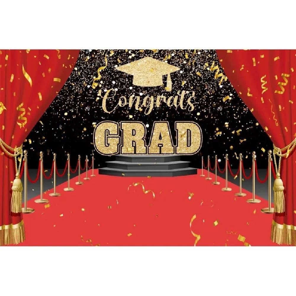 6*4FT Graduation Season Photography Background Banner Gold Blue ...